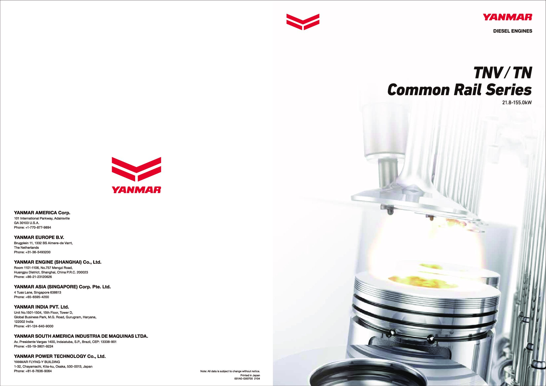 Yanmar TNV/TN Common Rail Series Engine Brochure | AES Waterblasters